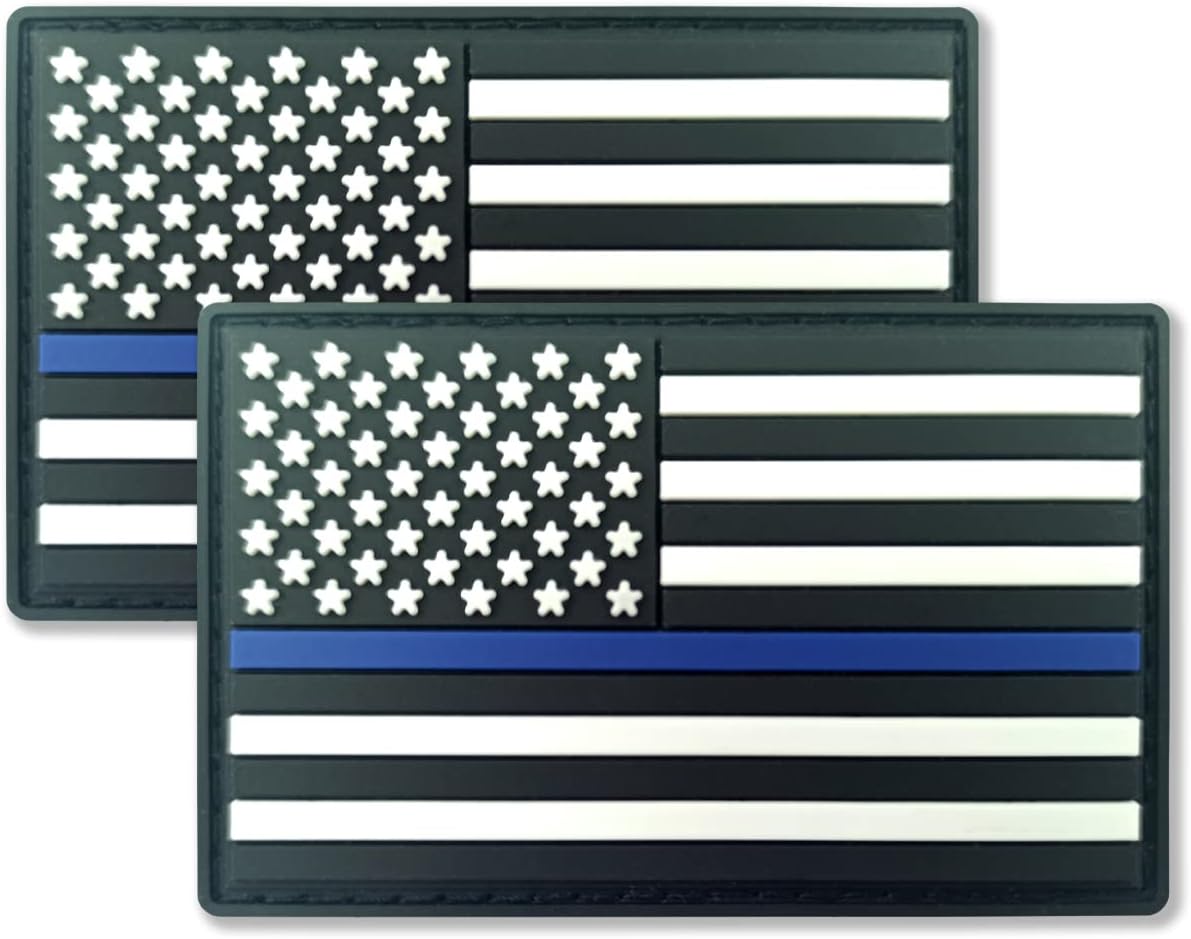 Amazon.com: Thin Blue Line Subdued American USA Flag Police PVC Rubber ...