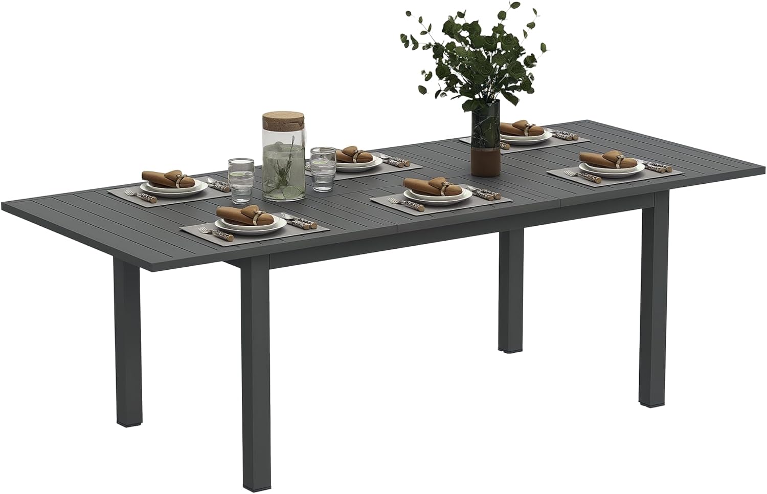 Outsunny Extending Garden Table, Full Aluminium Outdoor Dining Table ...