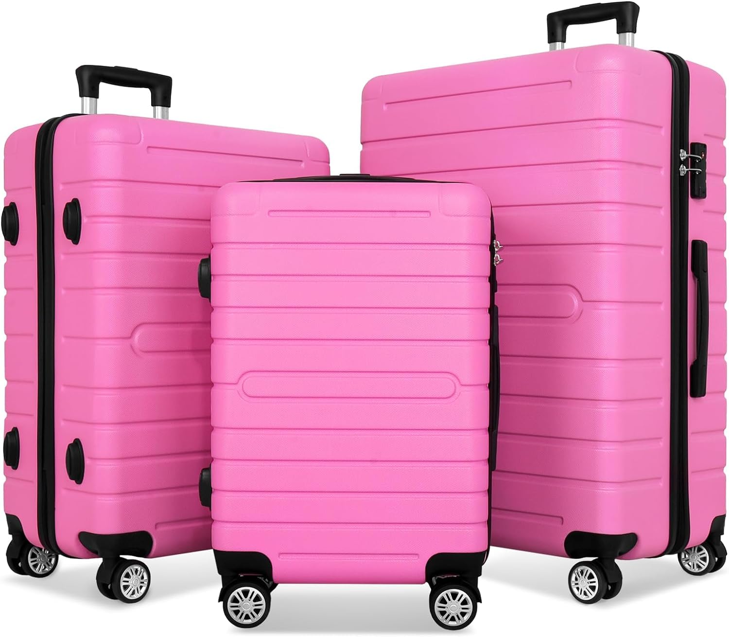 Amazon.com | GOUUN 3 Piece Luggage Sets- Pink Suitcases Set with ...