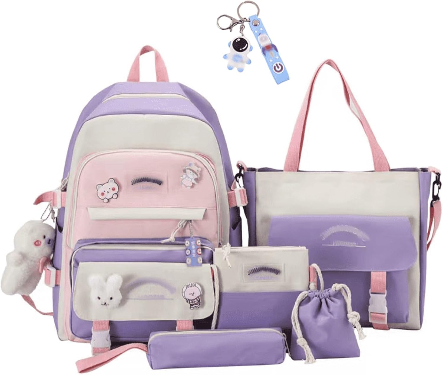 Amazon.com | MAVERY 5-piece Cute Kawaii backpack set Back-to-school ...