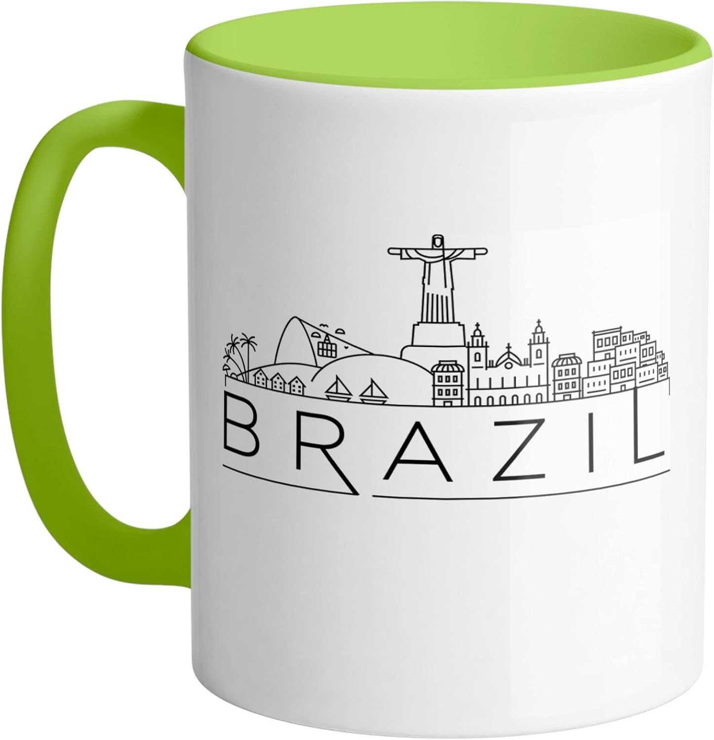 Amazon.com: TeesAndTankYou Skyline Brazil Coffee Mug 11oz Green : Home ...