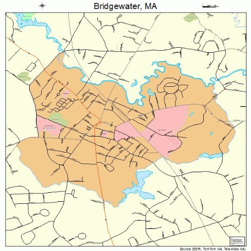 Large Street & Road Map of Bridgewater, Massachusetts MA - Printed ...