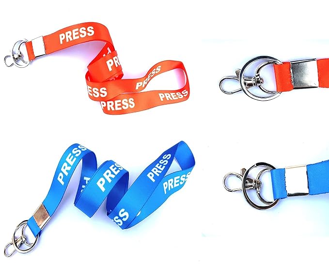 HPS CreationS Lanyard/Press Ribbon(Blue Red) 20 mm Solid Strap Press ...