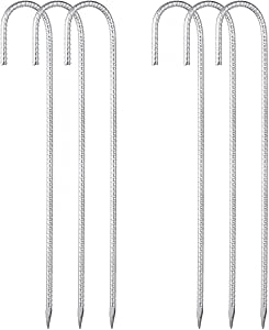 sourcing map 6 Pcs 40cm Rebars Stakes, J Hook Ground Stakes, Galvanized ...
