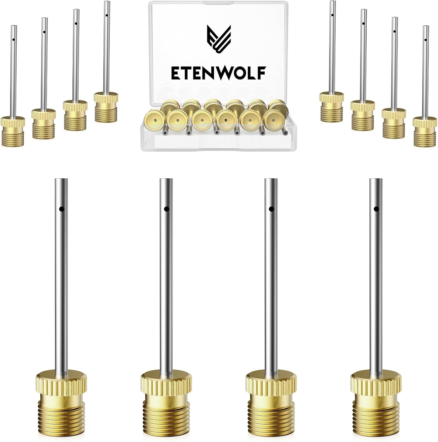 ETENWOLF 12PCS A102 Brass Ball Pump Needles with Storage Case, No Break ...