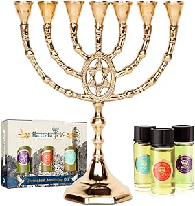 HalleluYAH Menorah 7 Candelabro ramificado más aceite de unción de ...