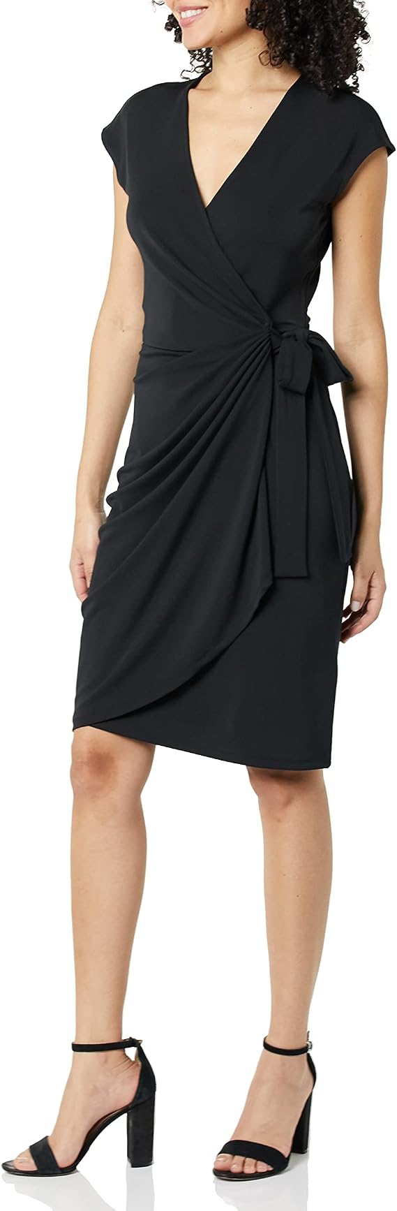 Amazon.com: Amazon Essentials Women's Classic Cap Sleeve Wrap Dress ...