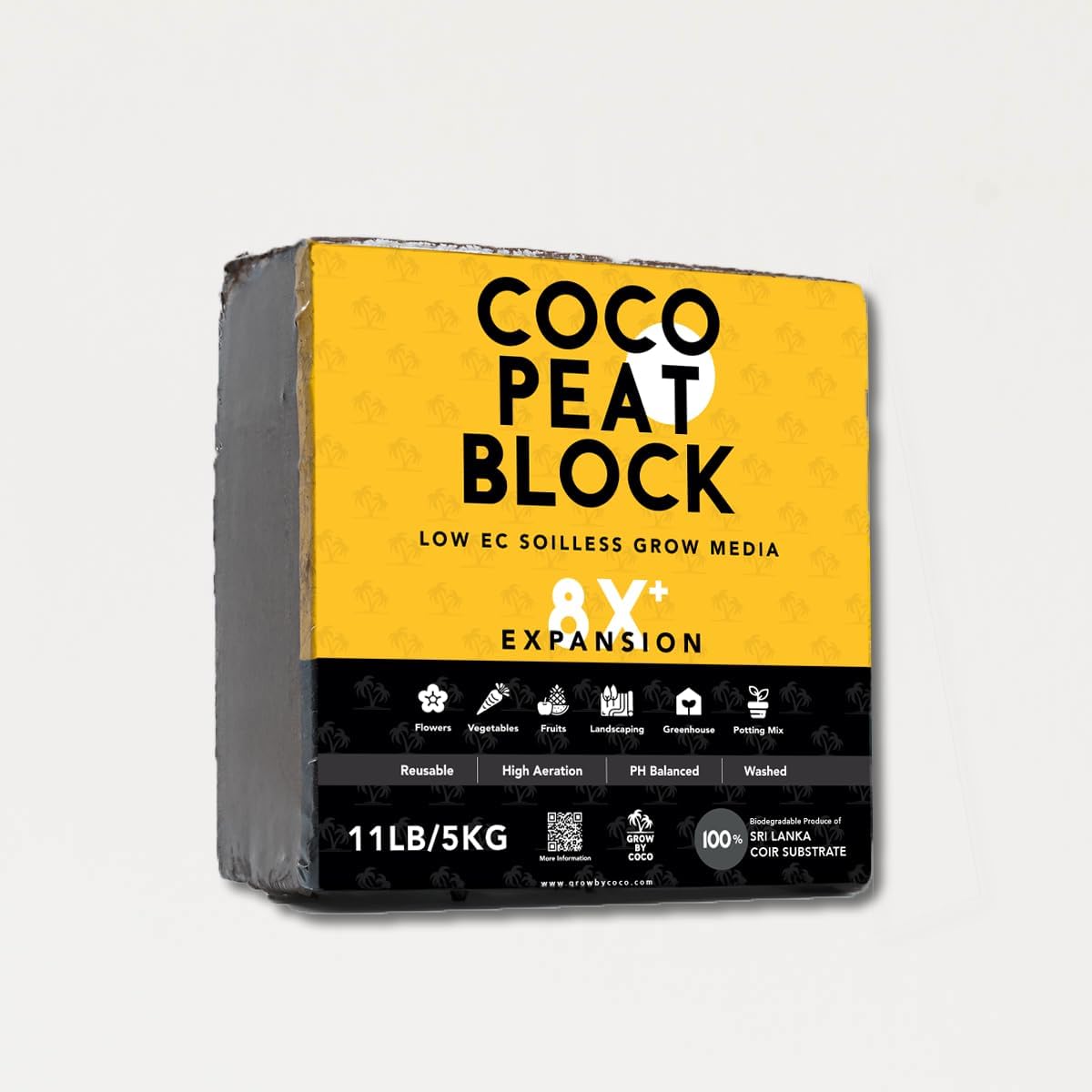 Amazon.com : GrowByCoco 5KG / 11LB Coco Peat Block - Premium Organic ...