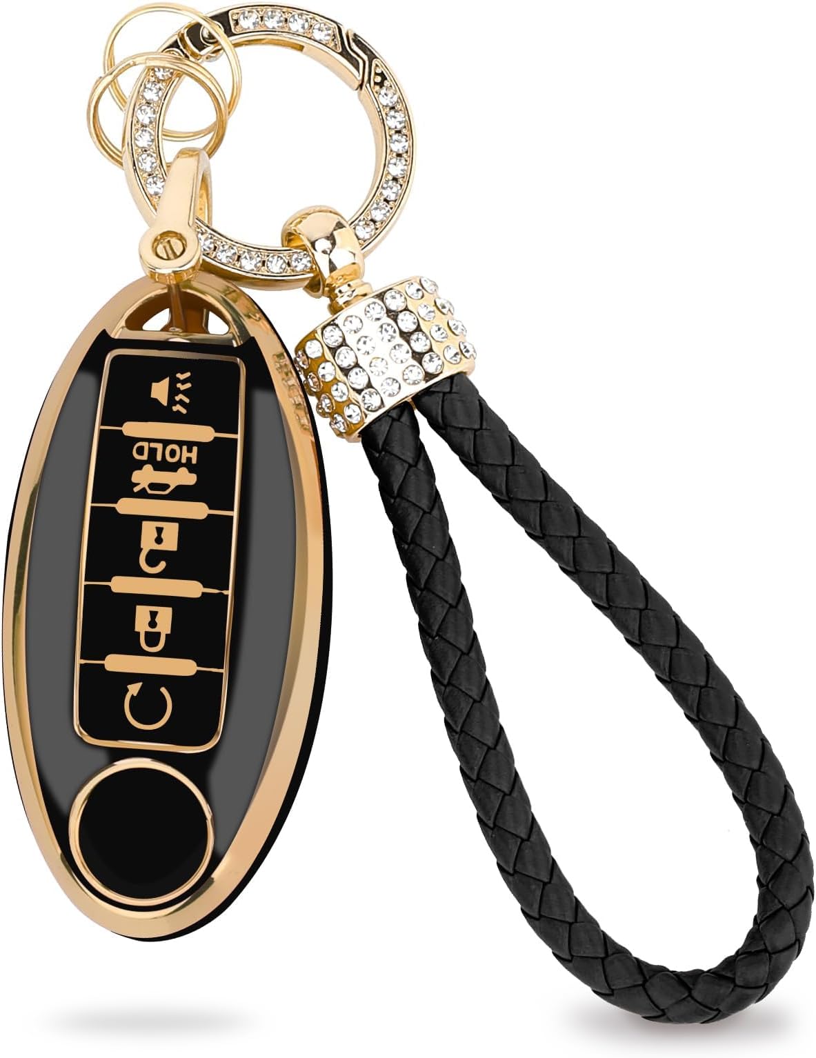 Amazon.com: OLLEN Key Fob Cover with Bling Keychain 4 Buttons, Soft TPU ...