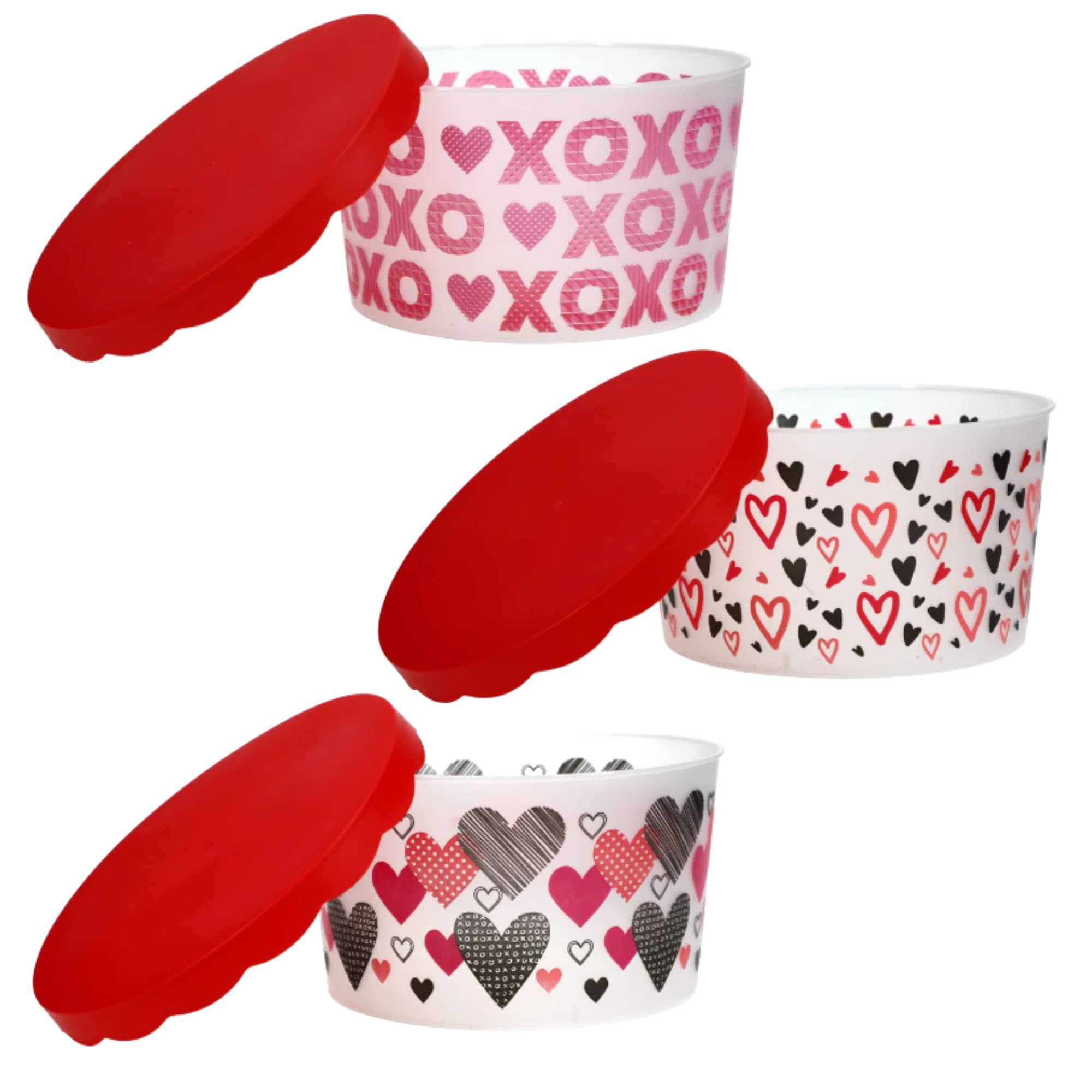 Amazon.com: LLE Valentines Plastic Cookie Container with Scallop Lids ...