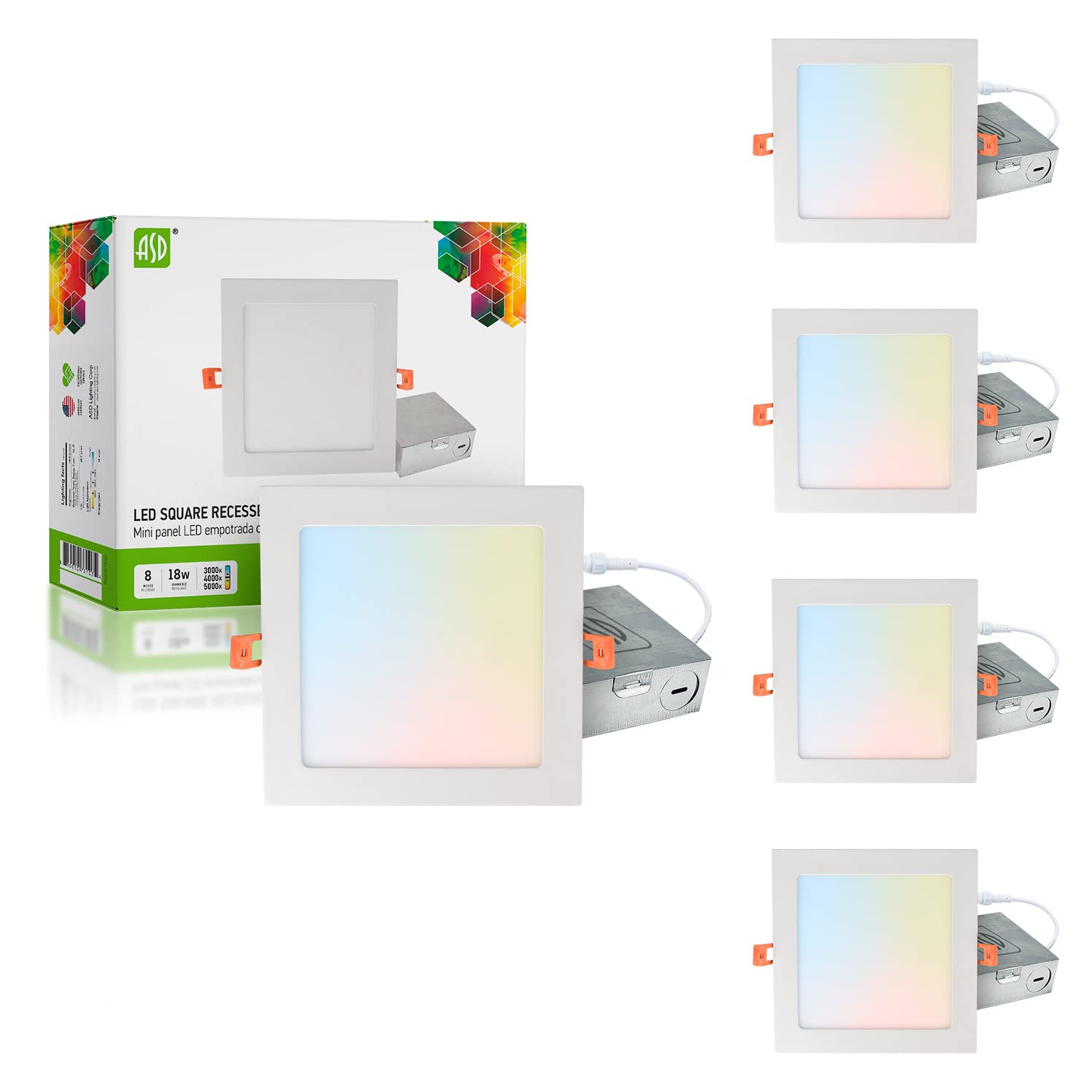 Buy ASD 8 Inch Ultra Thin Square LED Recessed Lighting, 3000K-4000K ...