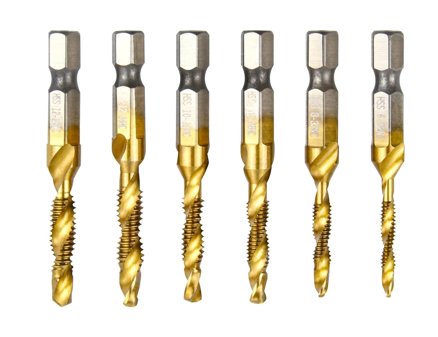Rlisfwcs Titanium Combination Tap Drill Bit Set 6 Pcs Multi-Function ...