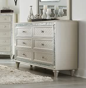 Amazon.com: Luxury Champagne Finish Dresser of 6 Drawers 1pc Glamorous ...