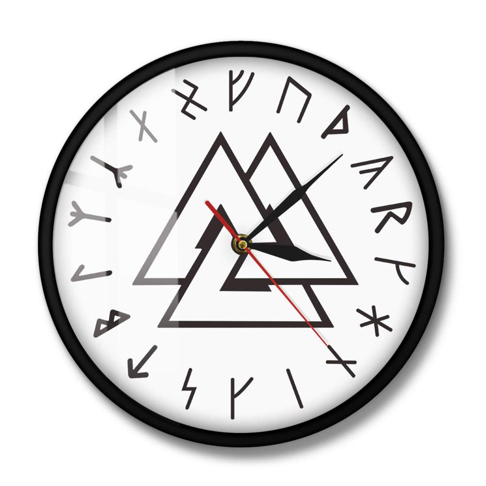 Buy Valknut Odin Viking Symbol Rune Script Modern Wall Clock Viking ...