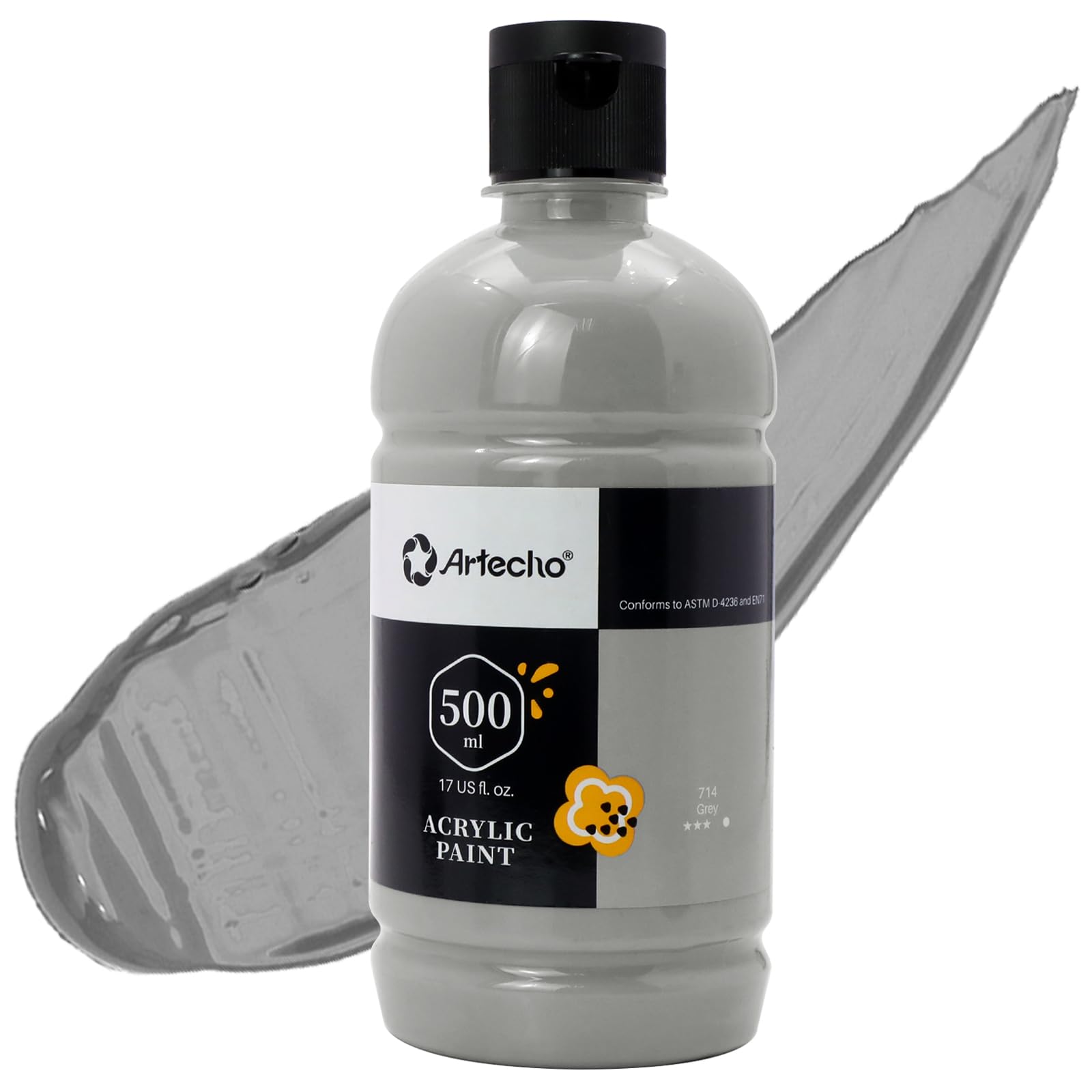 Amazon.com: Artecho Grey Acrylic Paint Large Bottle 500ml / 17oz, Grey ...