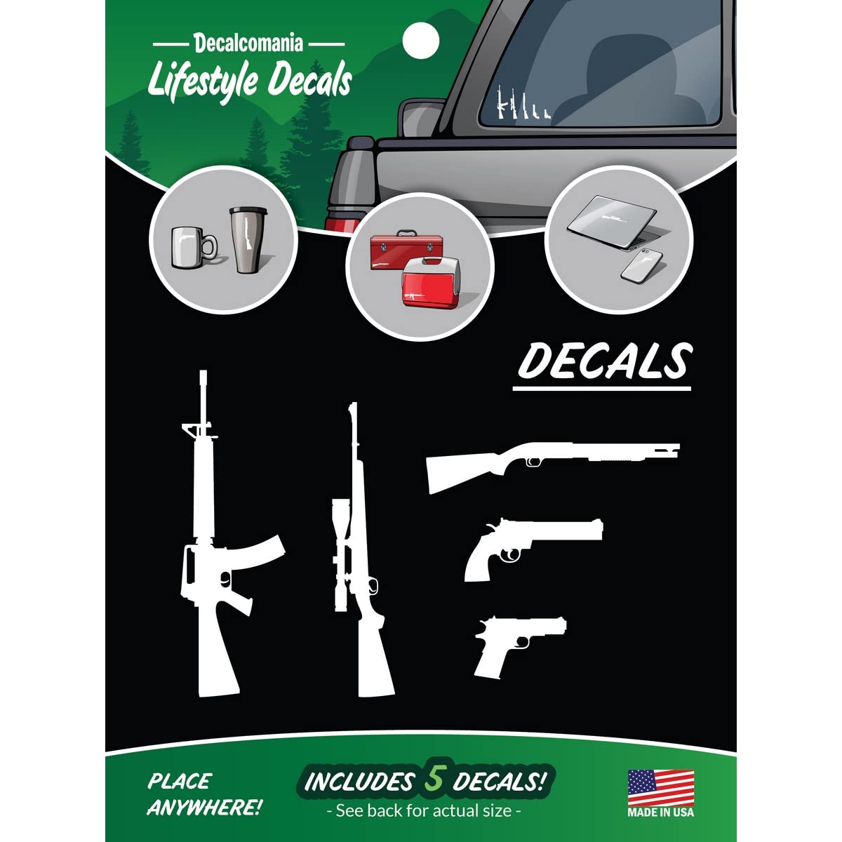 Amazon.com: Decalcomania Gun Family Car Decals - Set of 5 White Vinyl ...
