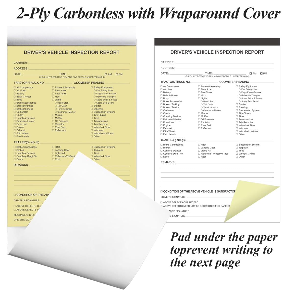 Snapklik.com : (5-Pack) Detailed Drivers Vehicle Inspection Report Book ...