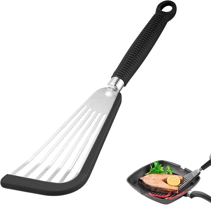 Amazon.com: Stainless Steel Fish Spatula with Silicone Edge - 13 inch ...
