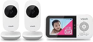 VTech VM819-2 Baby Monitor, 2.8” Screen, 2 Cameras, 1000ft Range, Night ...