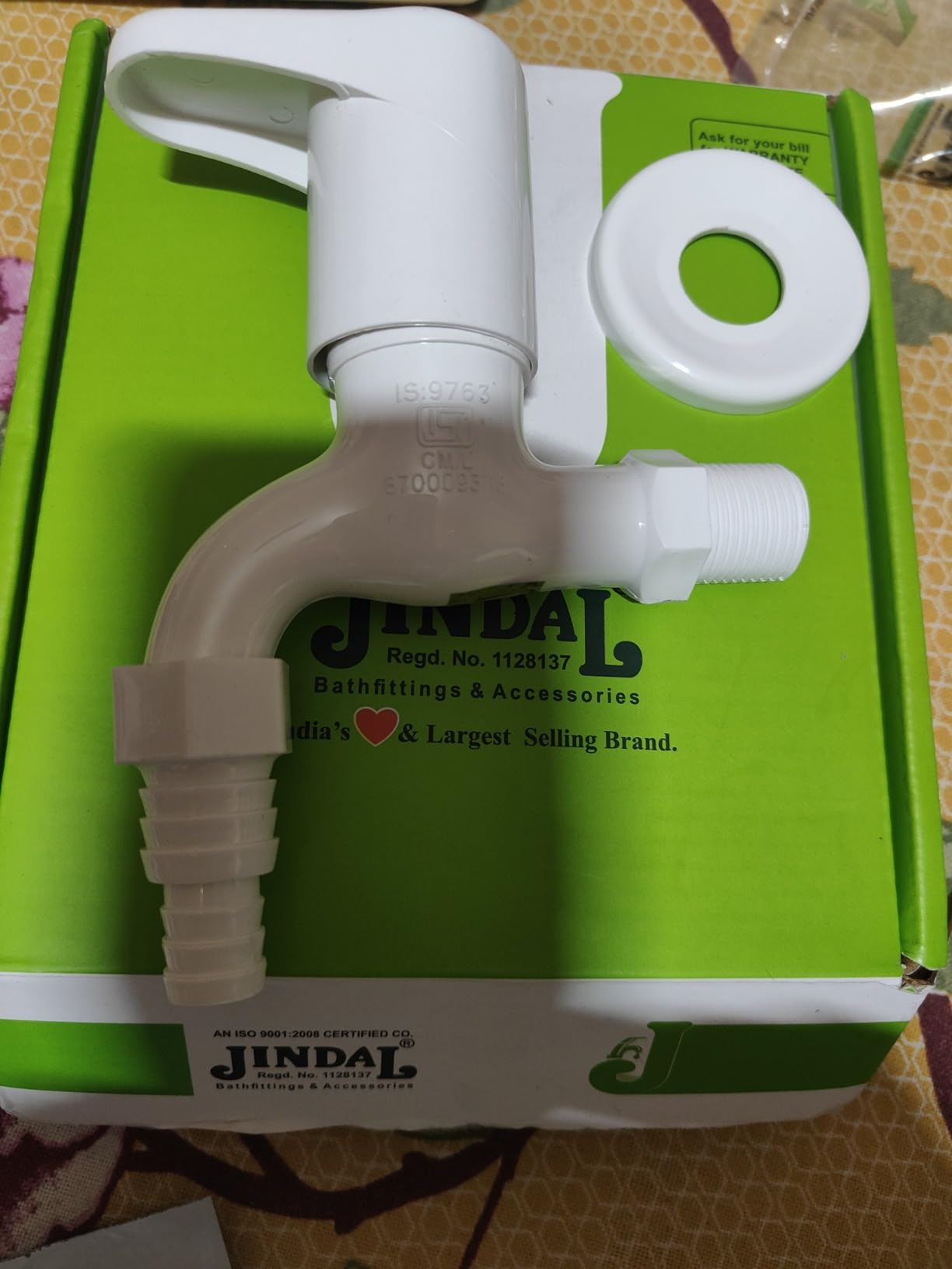 JINDAL PTMT Bib Cock Nozzle Tap with Wall Flange/Nozzel Tap for Washing ...