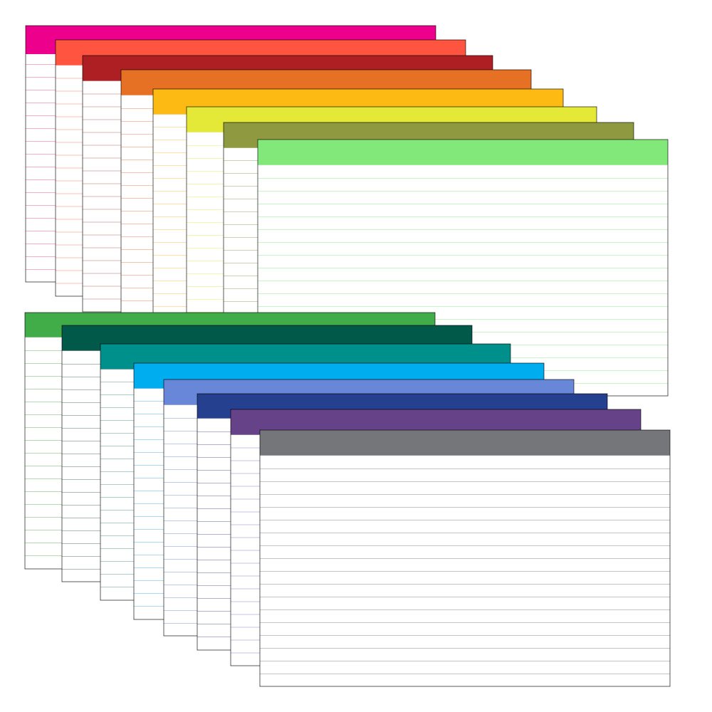 Amazon.com : Debra Dale Designs 5" x 8" Color Bar Ruled Index Cards ...