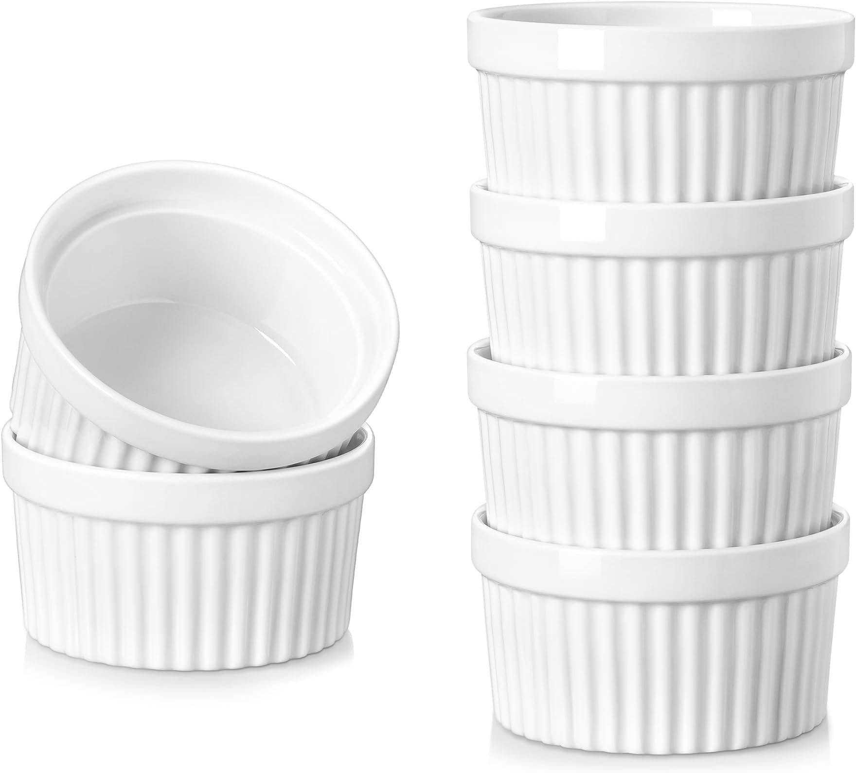 Amazon.com: HIC Kitchen Souffle Ramekin Set, Fine White Porcelain, 4 ...