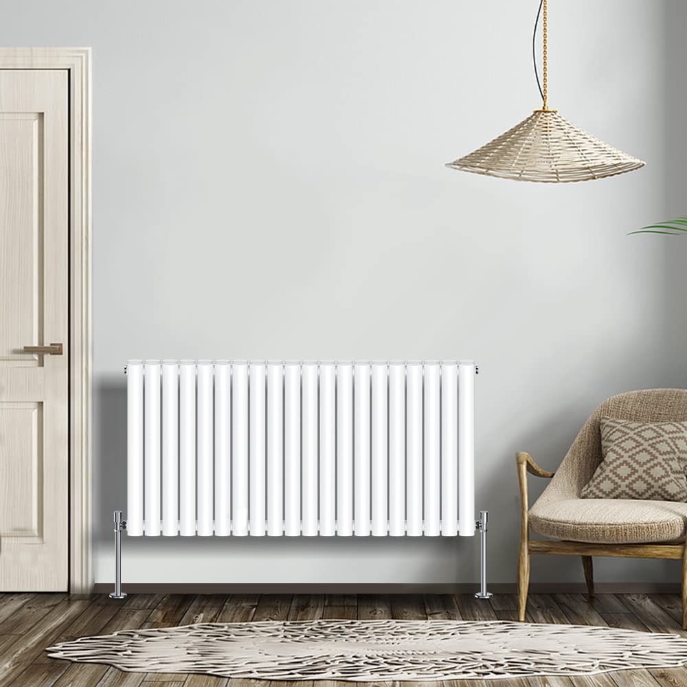 NRG Modern Radiator Gloss White 600x1180mm Double Oval Panel Heater ...