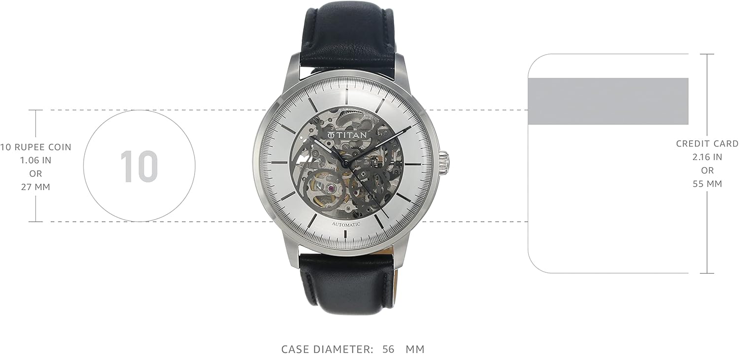 Titan Men's Automatic Watch with Analog Display and Leather Bracelet ...