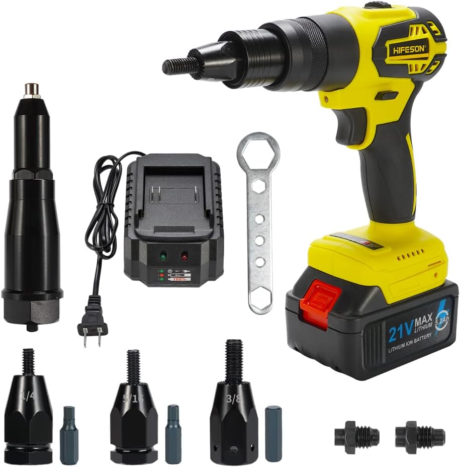 Amazon.com: HIFESON Pistola de remache inalámbrica, remache automático ...