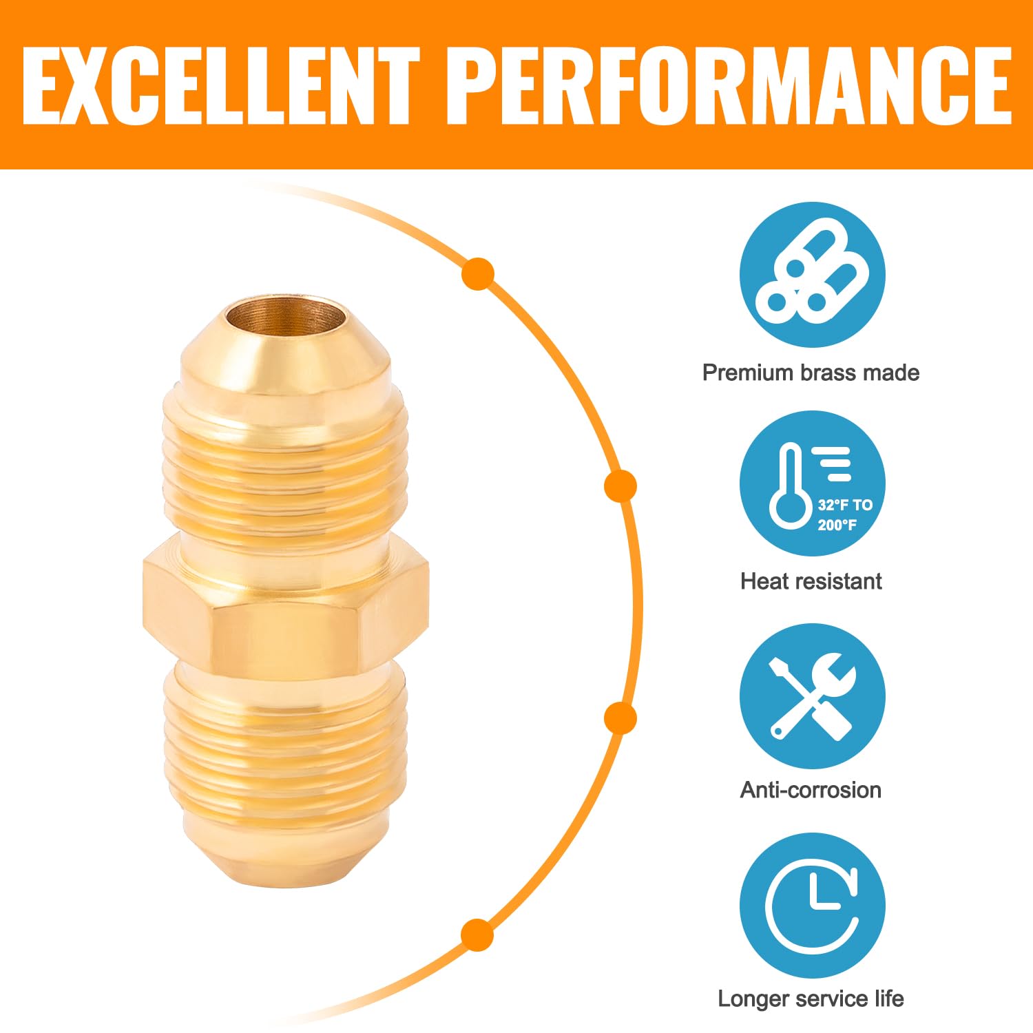 Snapklik.com : SUNGATOR 3/8 Inch Flare Union Tube Fittings, Brass 3/8 ...