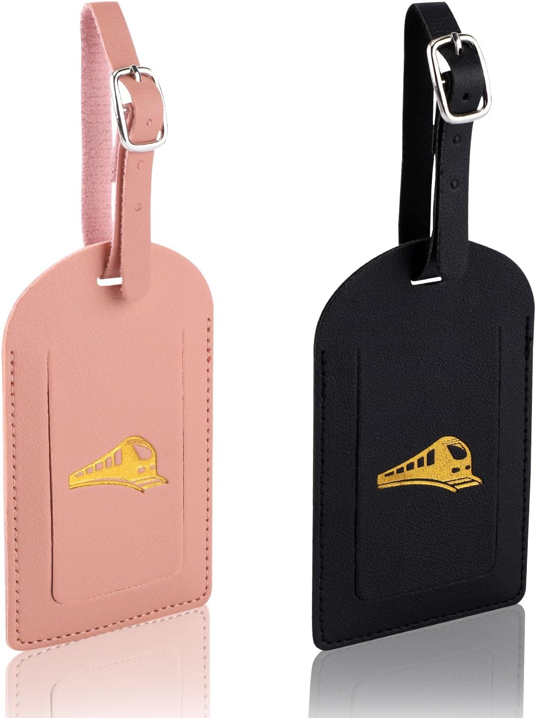 Amazon.com: 2pcs PU Leather Luggage Tags, Baggage Address Tags with ...