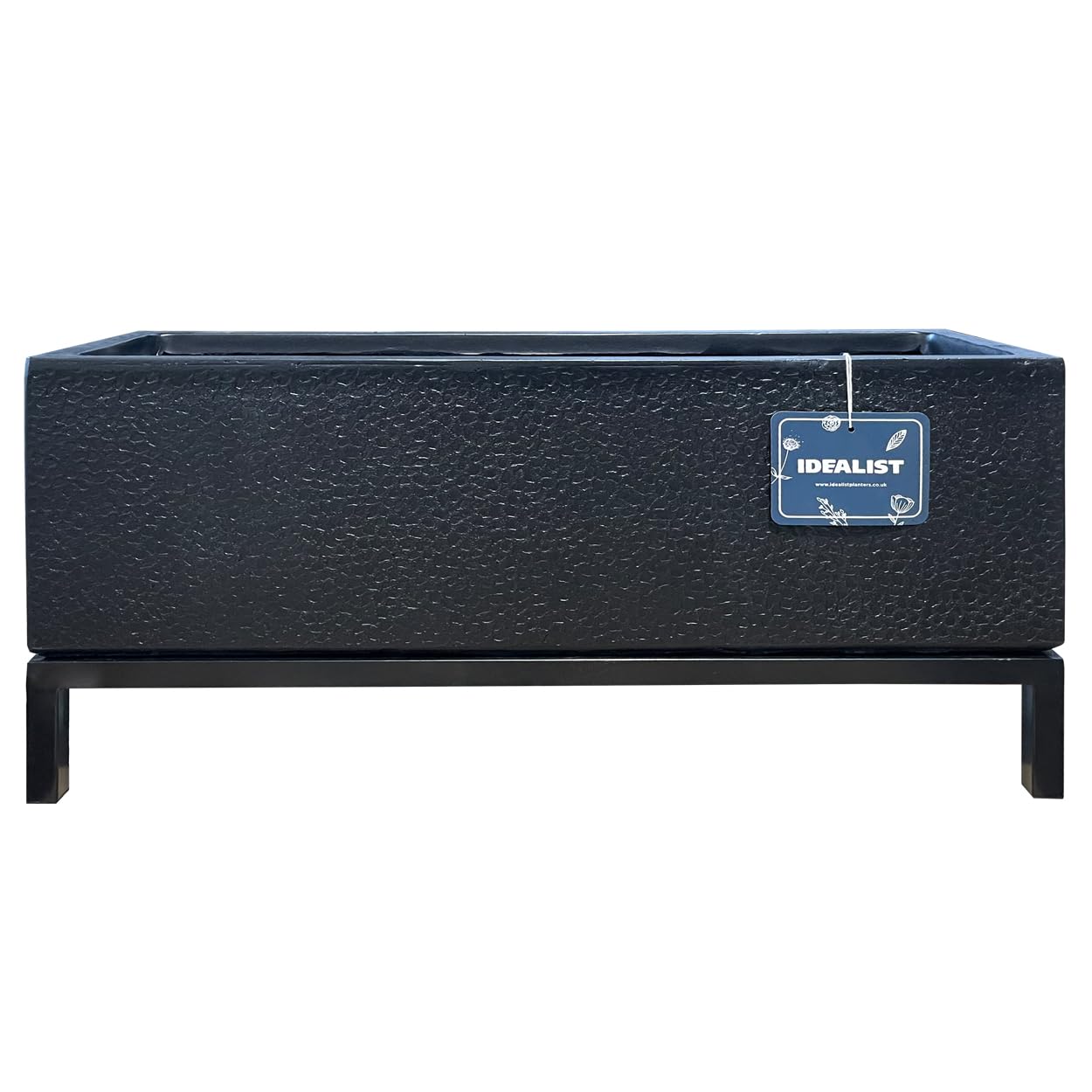 IDEALIST Indoor 61cm Large Trough | Black Reinforced Stone Plant Pot ...