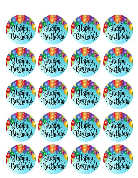 Amazon.com: 1.875" Pre-Cut Round Happy Birthday Edible Image Cupcake ...