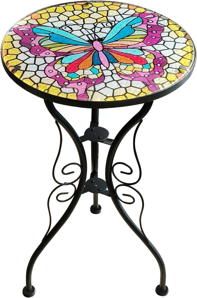 TecTake 800571 Mosaïque Tabouret à Fleurs, Table d’Appoint en en ...