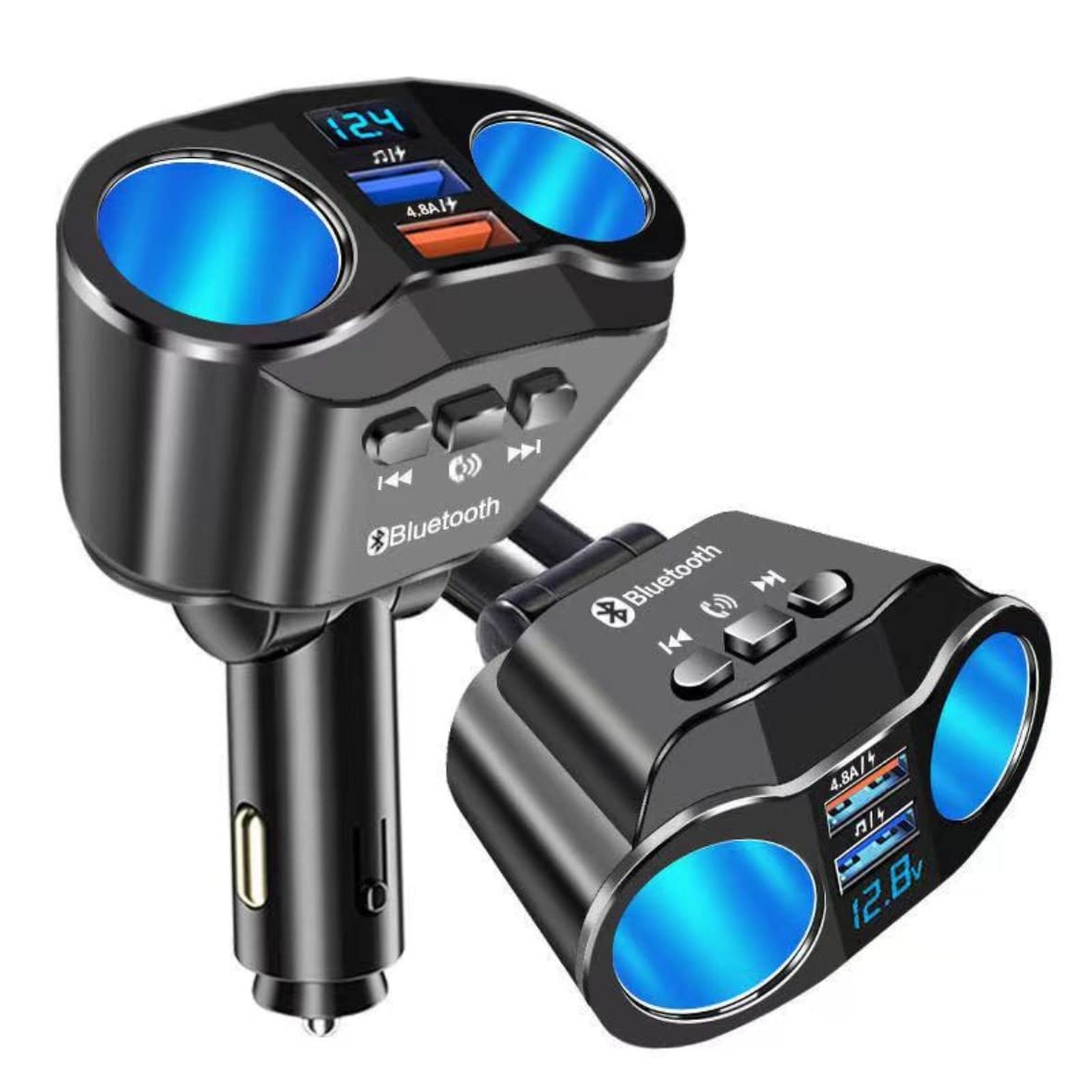 Alanph 2-Socket Cigarette Lighter Adapter with Voltmeter, Car Cigarette ...