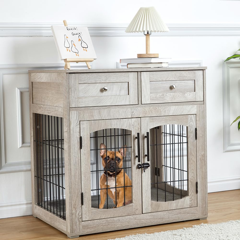 Amazon.com: Dog Crate Furniture with Cushion,Wooden Dog Crate Table ...