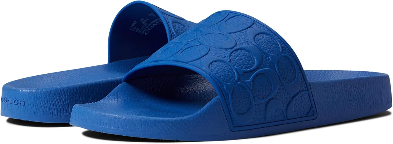 Amazon.com | COACH Signature Pool Slide Blue Fin 9 D (M) | Slides