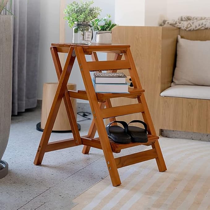 Modern Foldable Wooden Step Stool for Kitchen and Home : Amazon.in ...