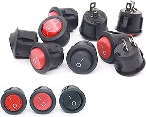 Amazon.com: HYCYYFC Rocker Switch 10Pcs 20mm Diameter Round Rocker ...