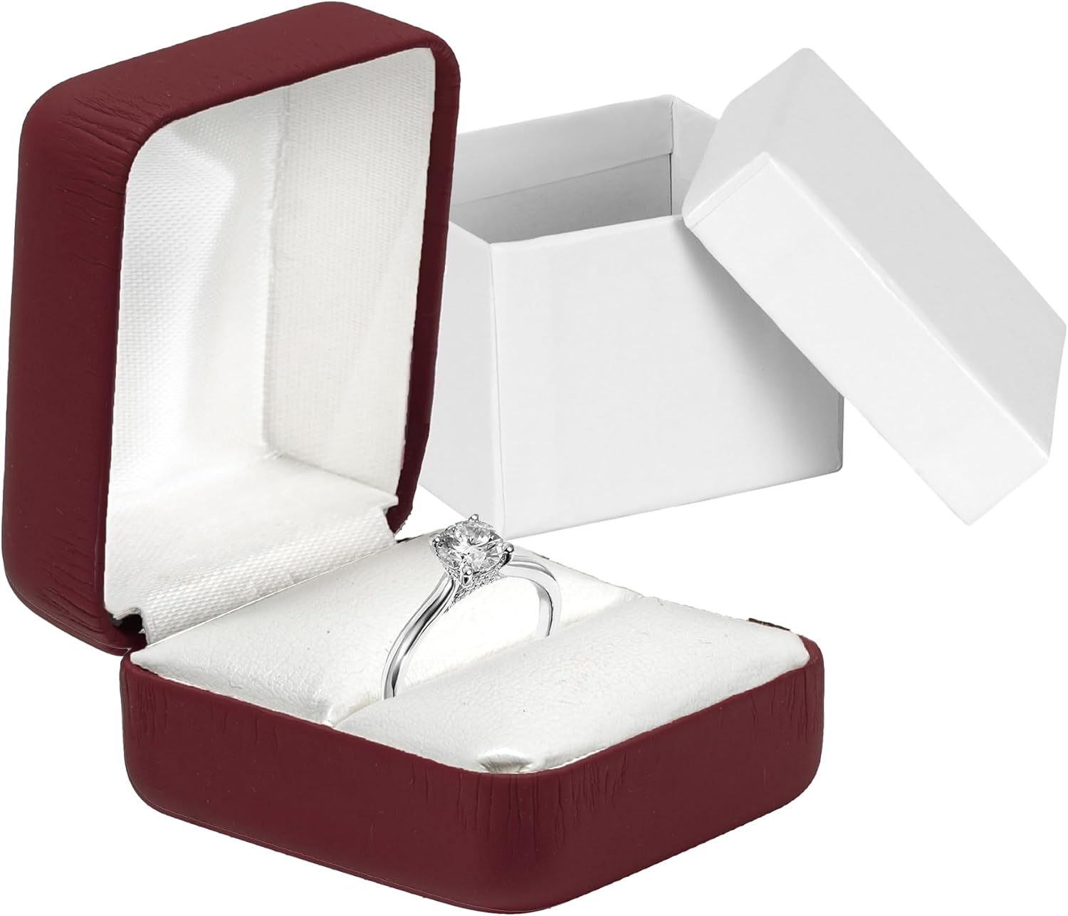 Amazon.com: Leather Ring Box for Proposal, Engagement ring box ...