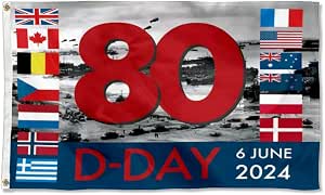 Amazon.com : D-DAY 80th Anniversary Normandy flags banner 3x5ft 150D ...