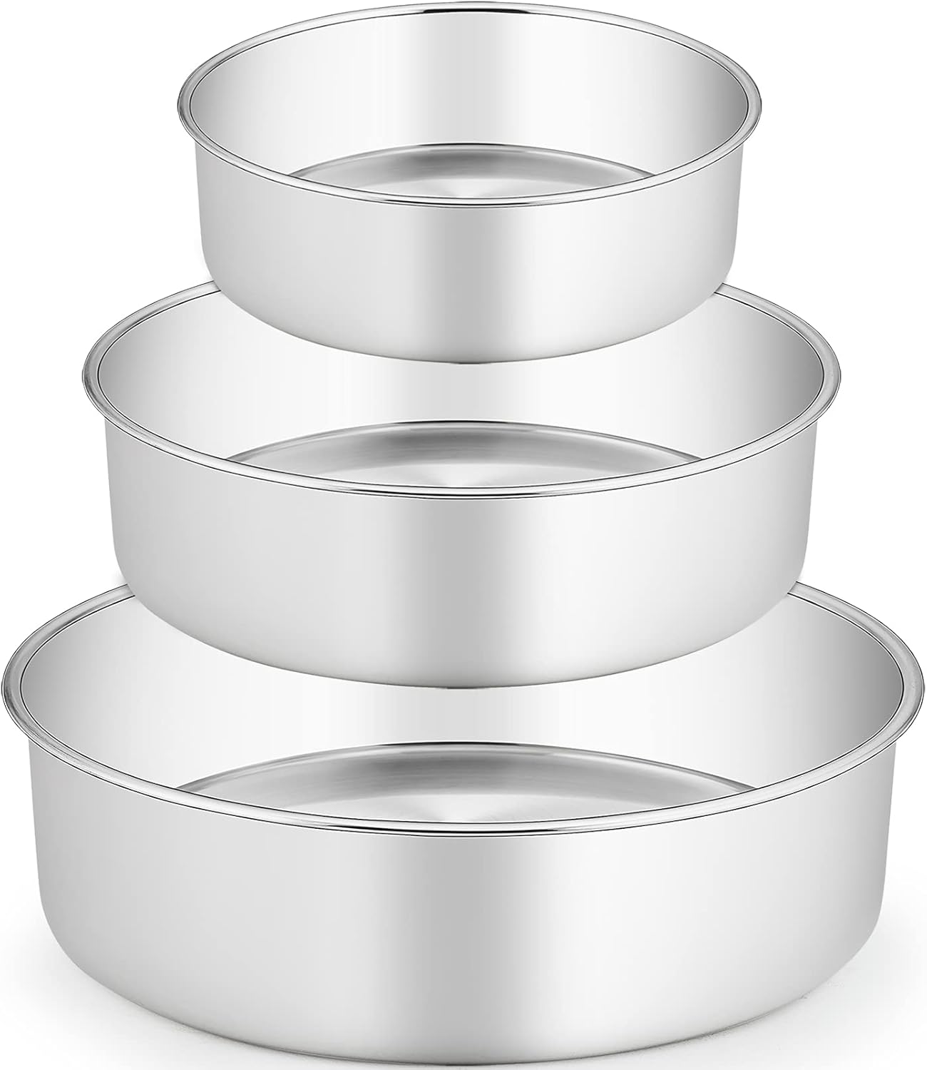 Amazon.com: TeamFar 6/8 / 9 Inch Cake Pan, Stainless Steel Round Baking ...
