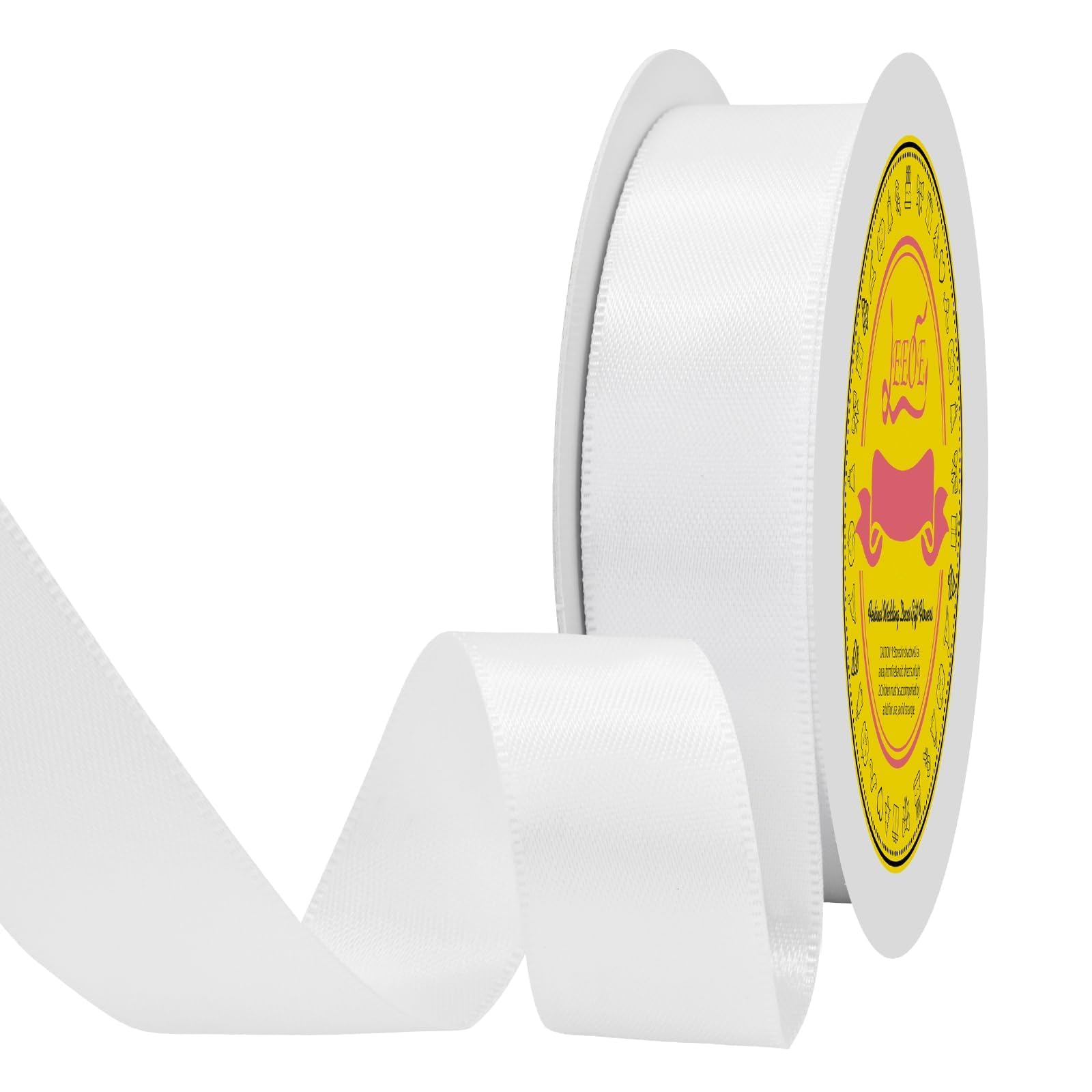 Amazon.com: LEEQE Double Face White Satin Ribbon 7/8 inch X 25 Yards ...