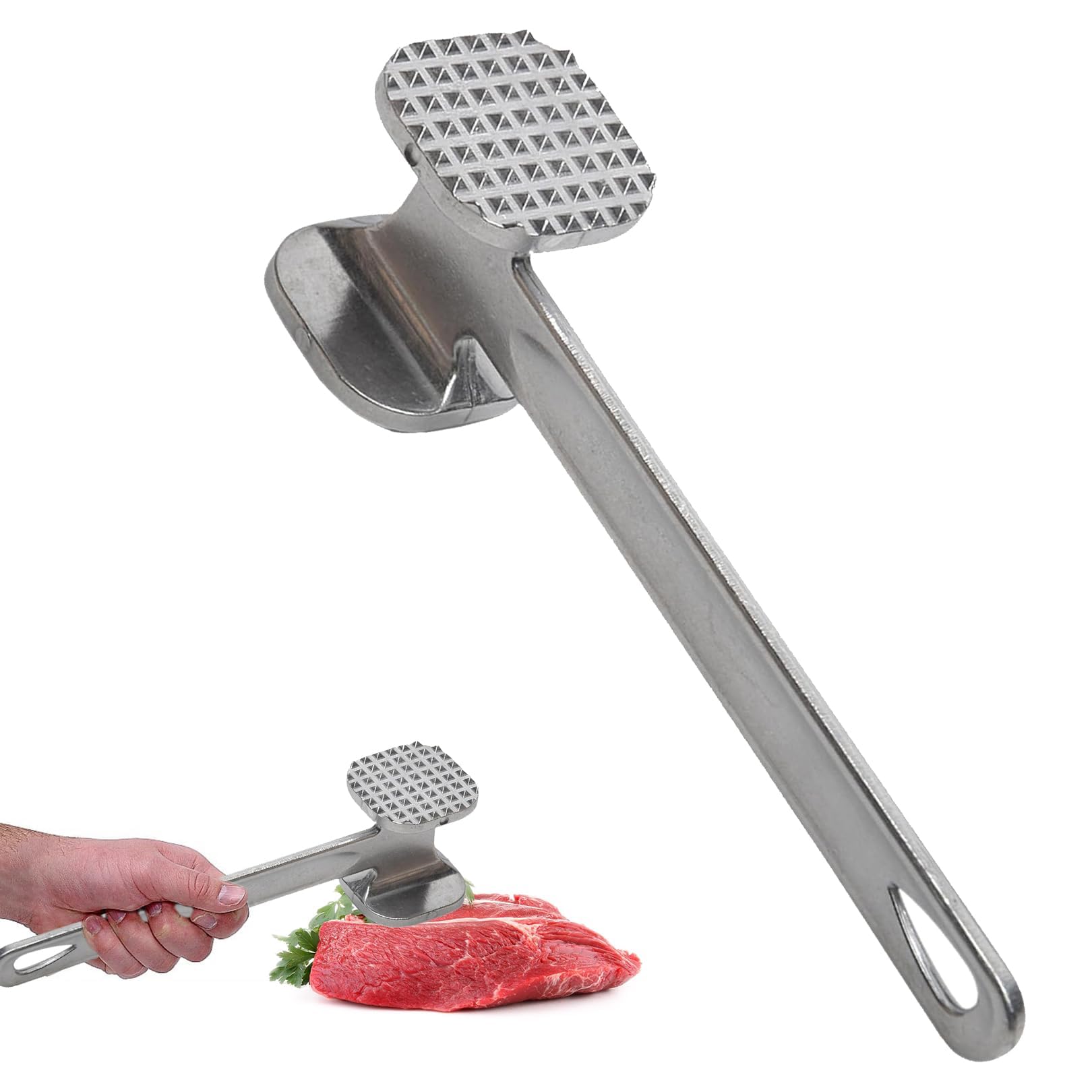 Meat Tenderizer, Meat Mallet Aluminum Alloy, Sturdy Meat Hammer, Double ...