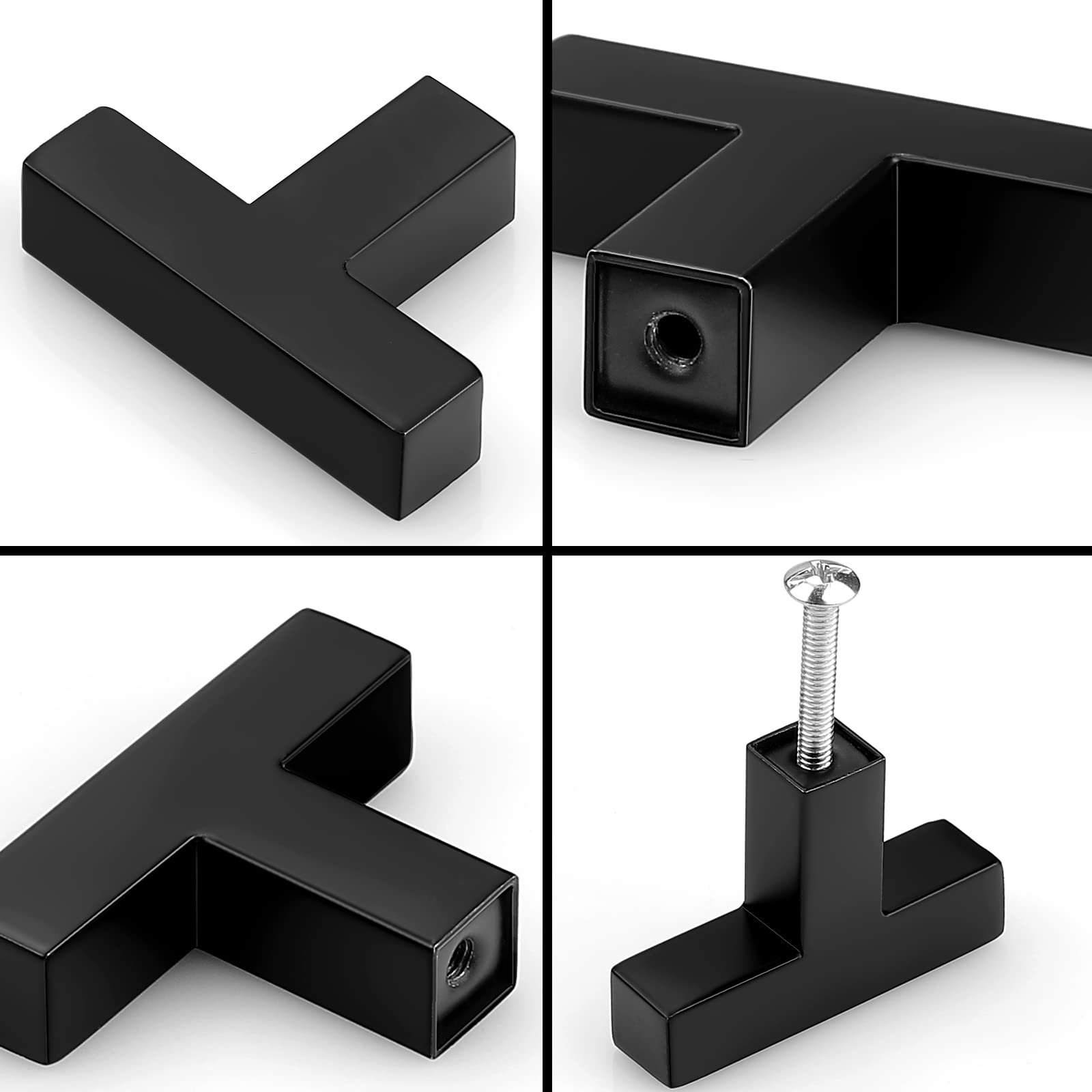 Snapklik.com : Probrico 50 Pack Black Cabinet Knobs Stainless Steel ...
