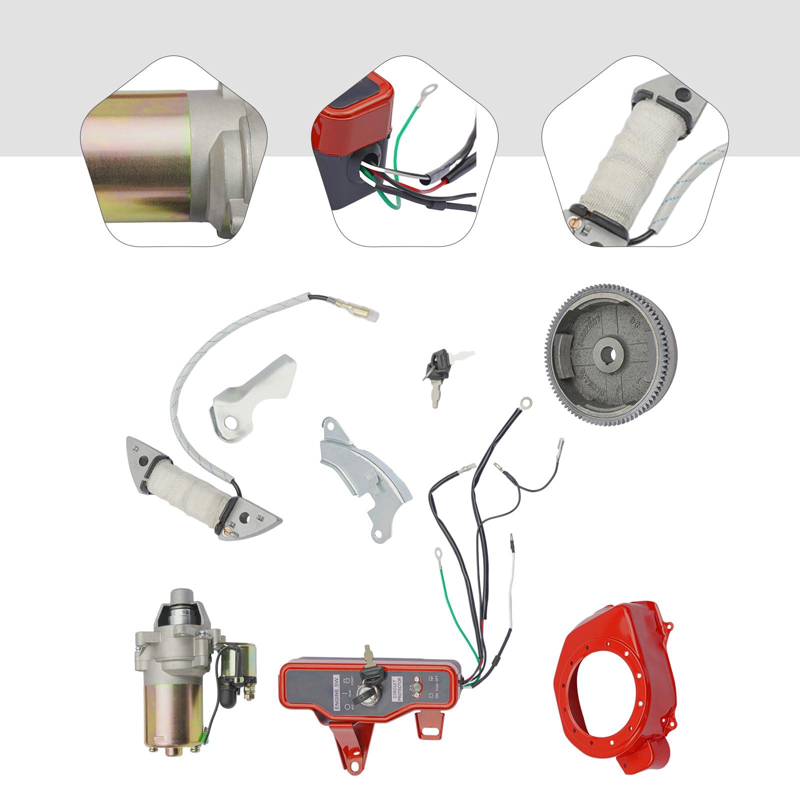 Electric Start Kit Starter Motor Flywheel Switch Honda Electric Start