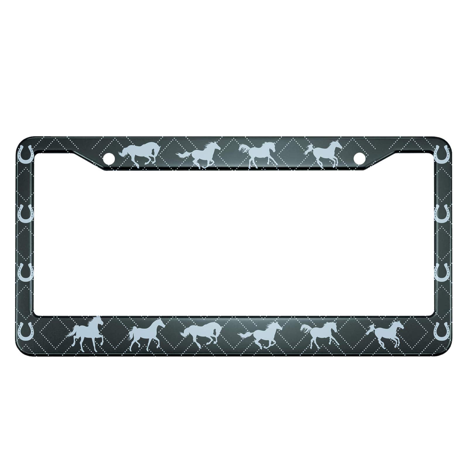 Amazon.com: HOSNYE Blue Horse License Plate Frame Black Rectangle ...