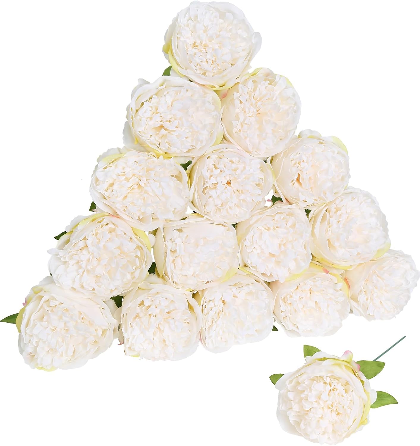 Amazon.com: Fqueelvys 16pcs White Peony Silk Flowers - Fake Peonies ...