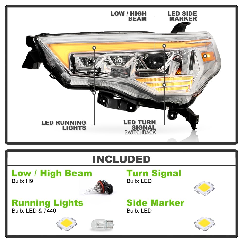 Snapklik.com : For 2014-2020 Toyota 4Runner Chrome LED Tube Switchback ...