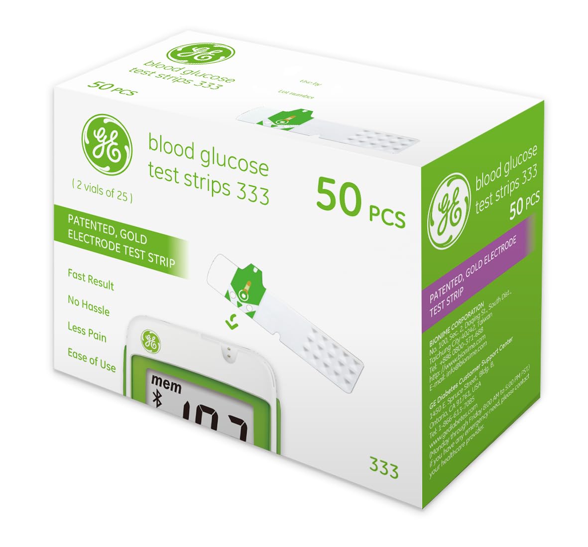 Amazon.com: GE333TS Blood Glucose Test Strips | 50-Count Pack |Gold ...